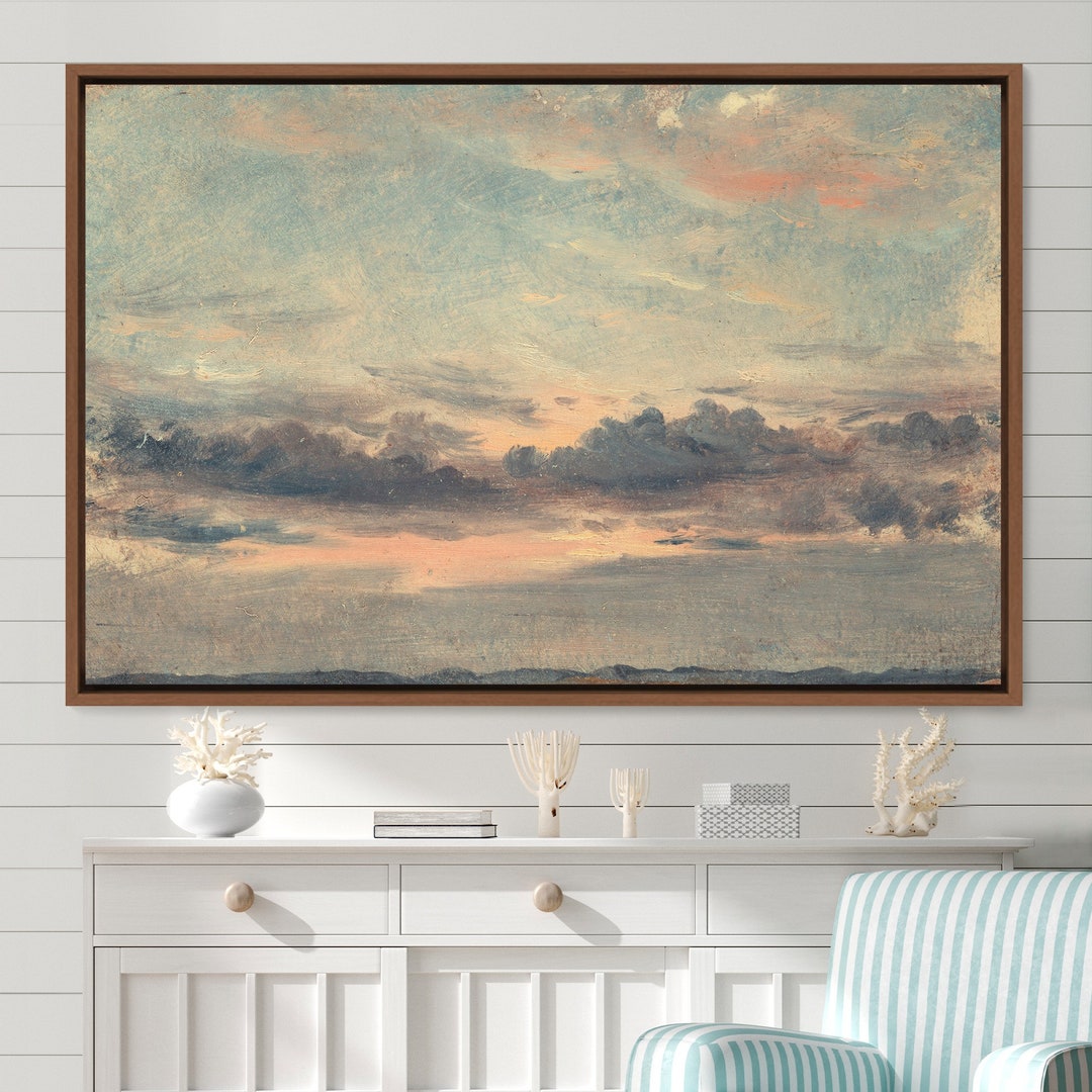 Framed Canvas Oil Painting Cloud Landscape Wall Art, Nature Framed ...