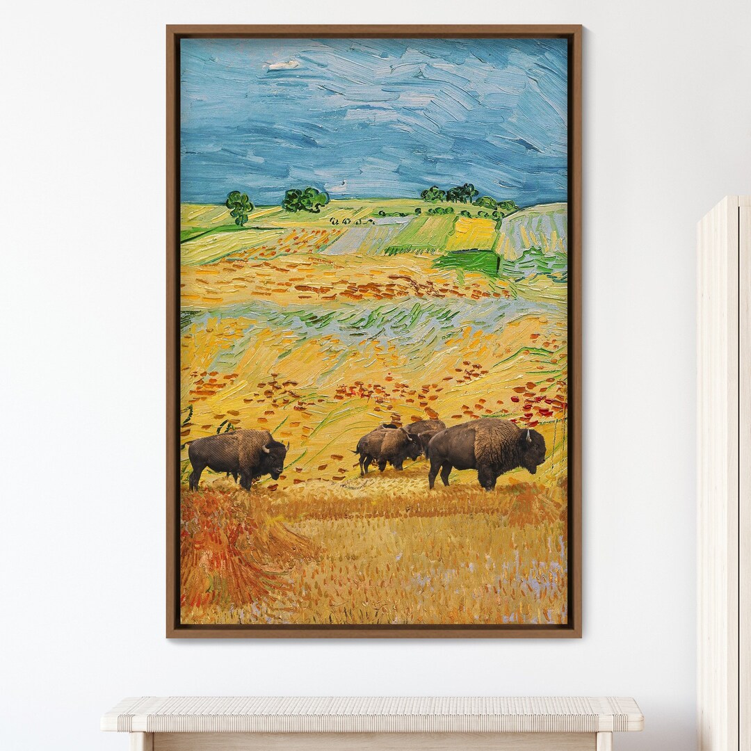 Vincent Van Gogh Flower Field Buffalo Canvas Art Print, Frame Large ...