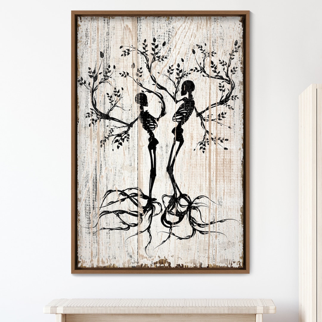 Spooky Skeleton Tree Silhouettes Illustrations Modern Canvas Art Print ...