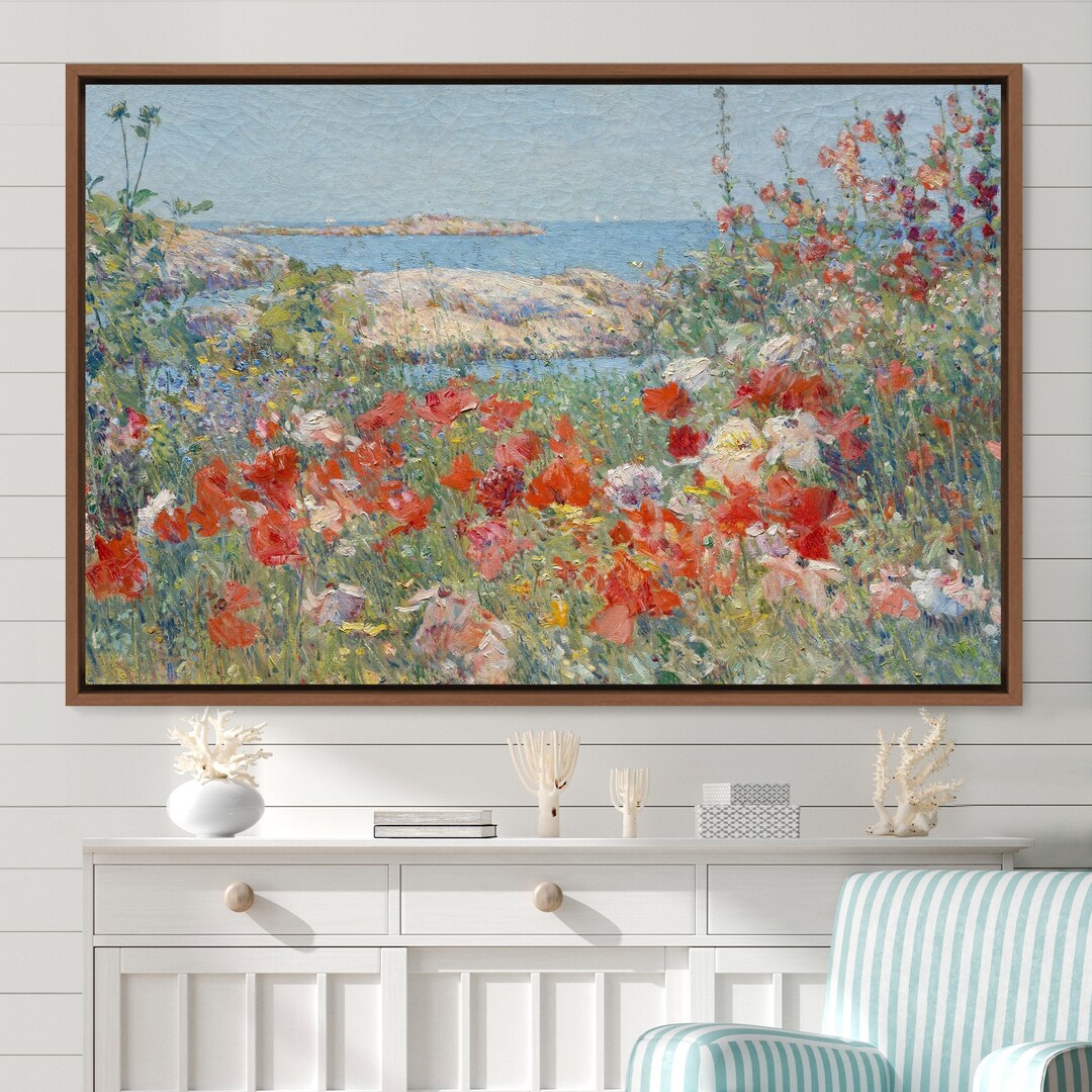 Childe Hassam Landscape Wall Art Wildflower Field Oil Painting, Frame ...