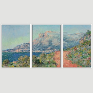 Claude Monet 3 Piece Canvas Wall Art Set | the Red Road Near Menton ...