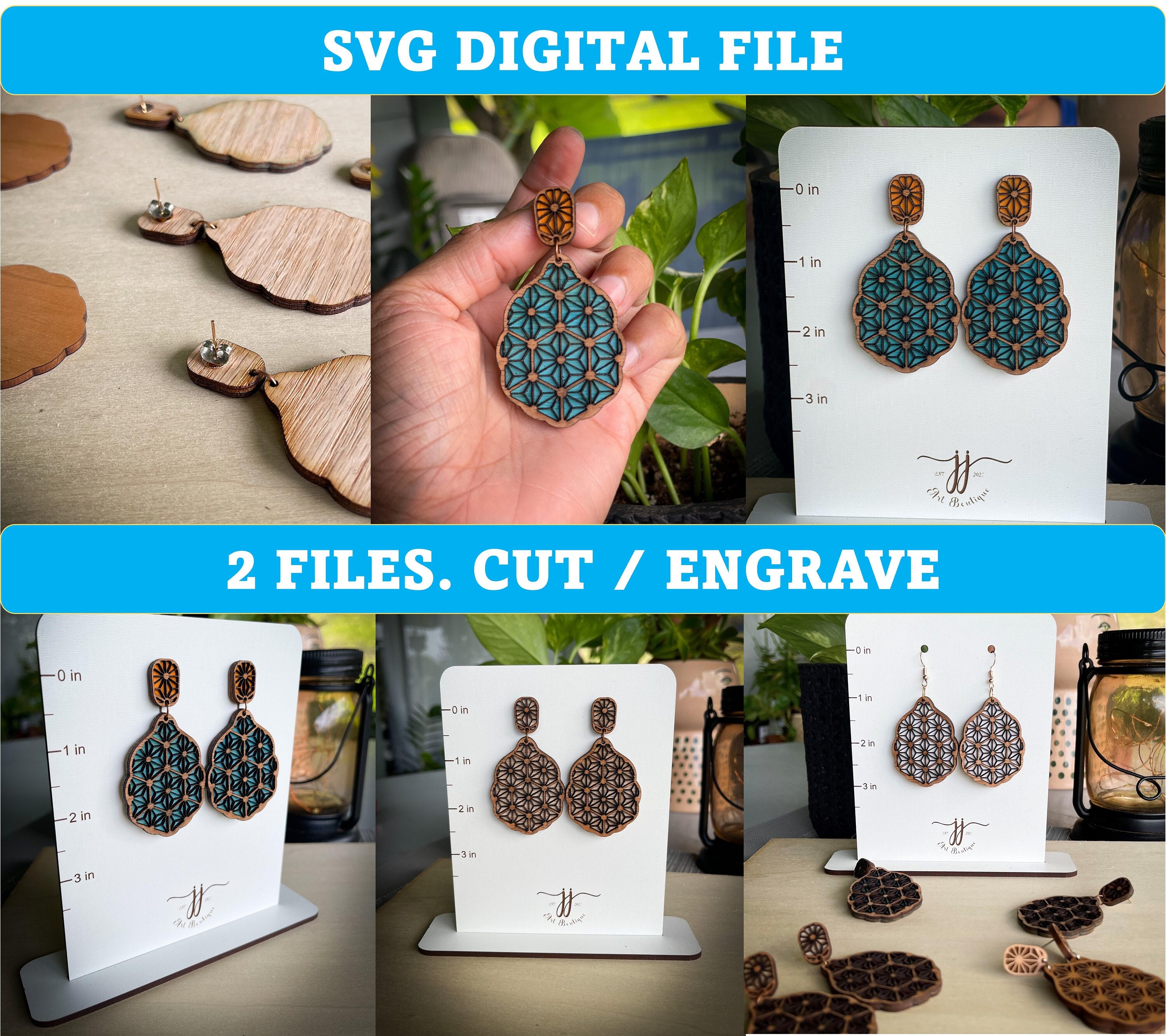 Geometric S Earring 2 Layer SVG File for Laser Cut or Engraving - Etsy