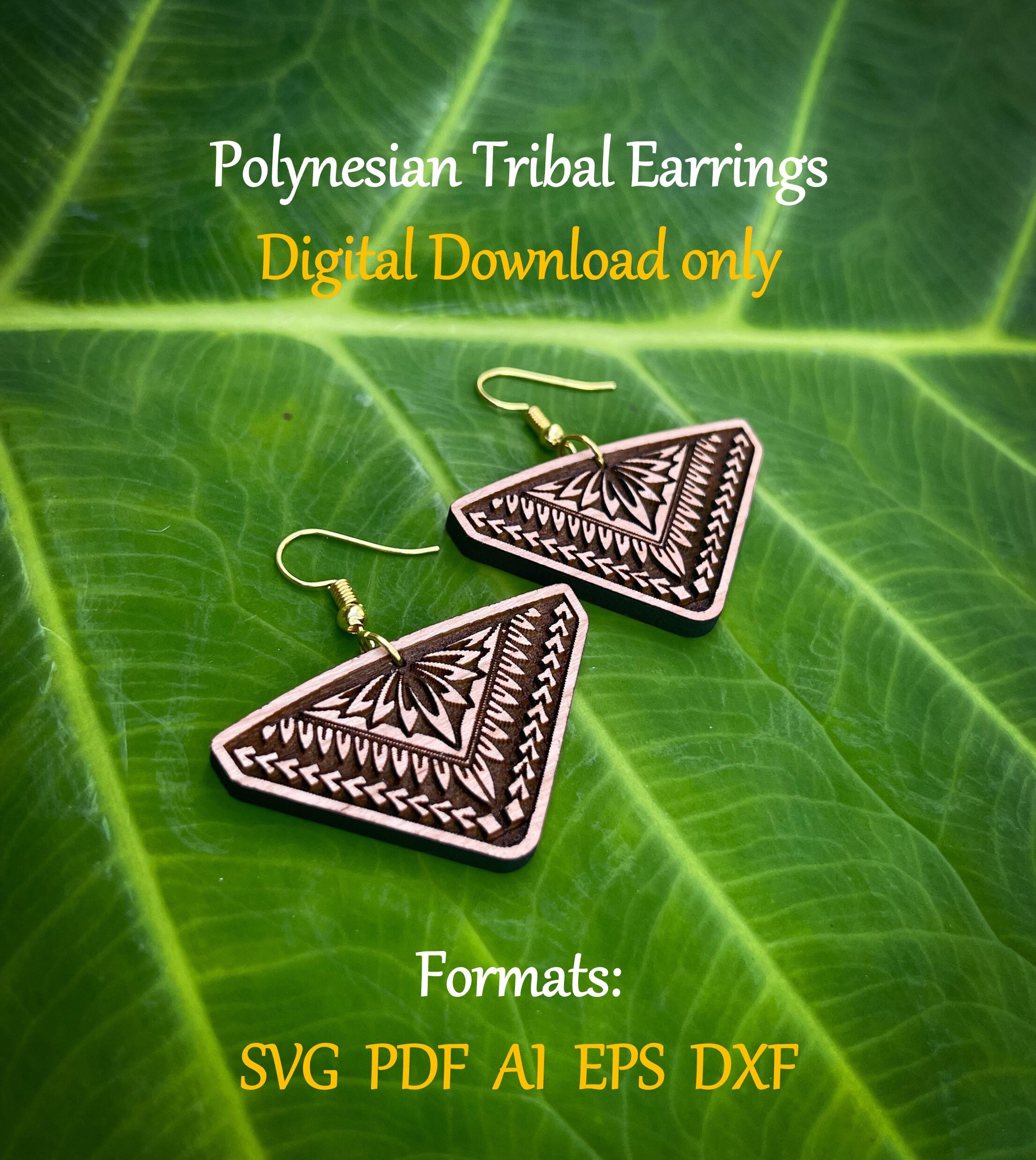 Polynesian Tribal Hawaiian Earrings Digital File / Reverse Engrave ...
