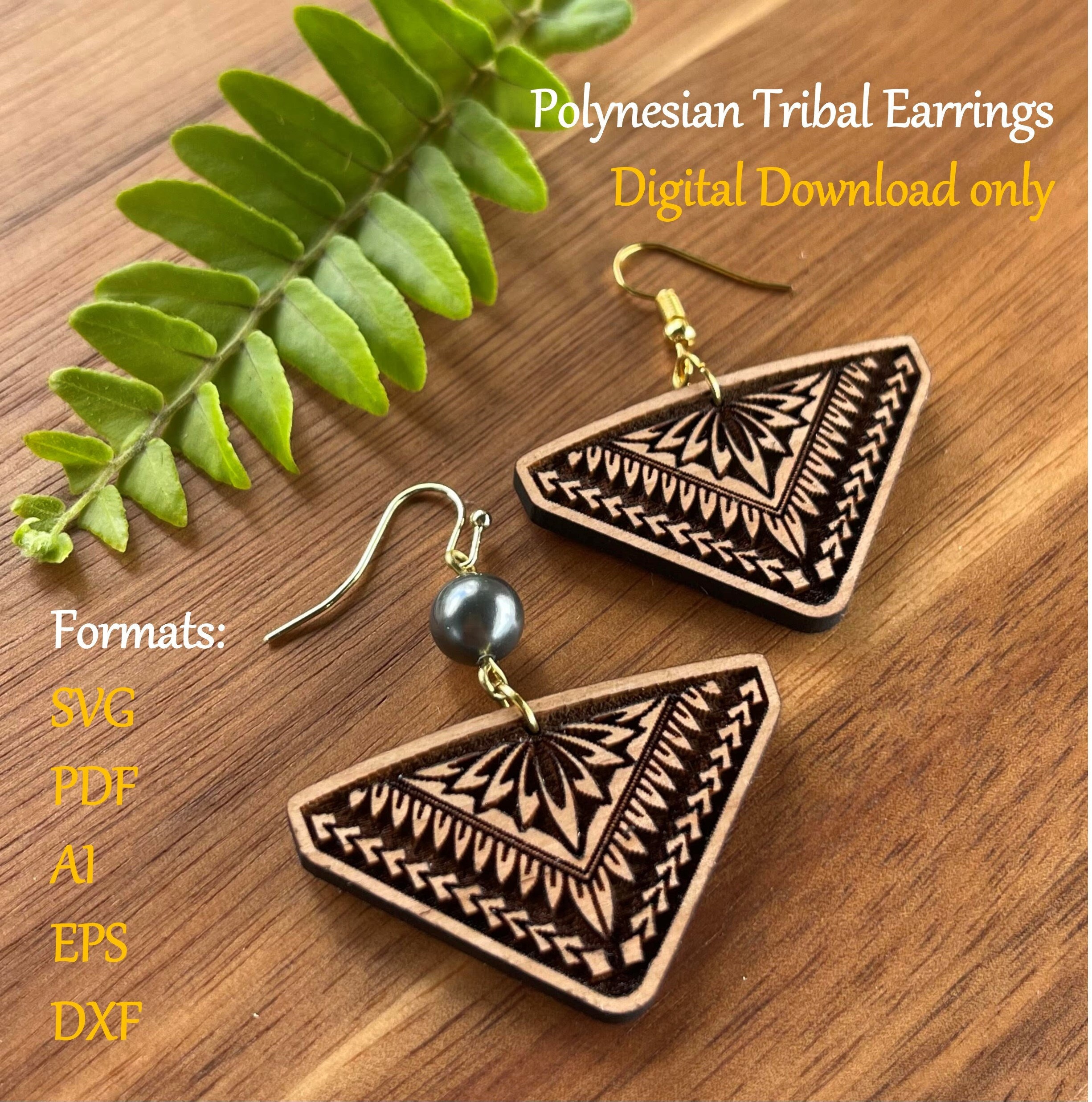 Polynesian Tribal Hawaiian Earrings Digital File / Reverse Engrave ...