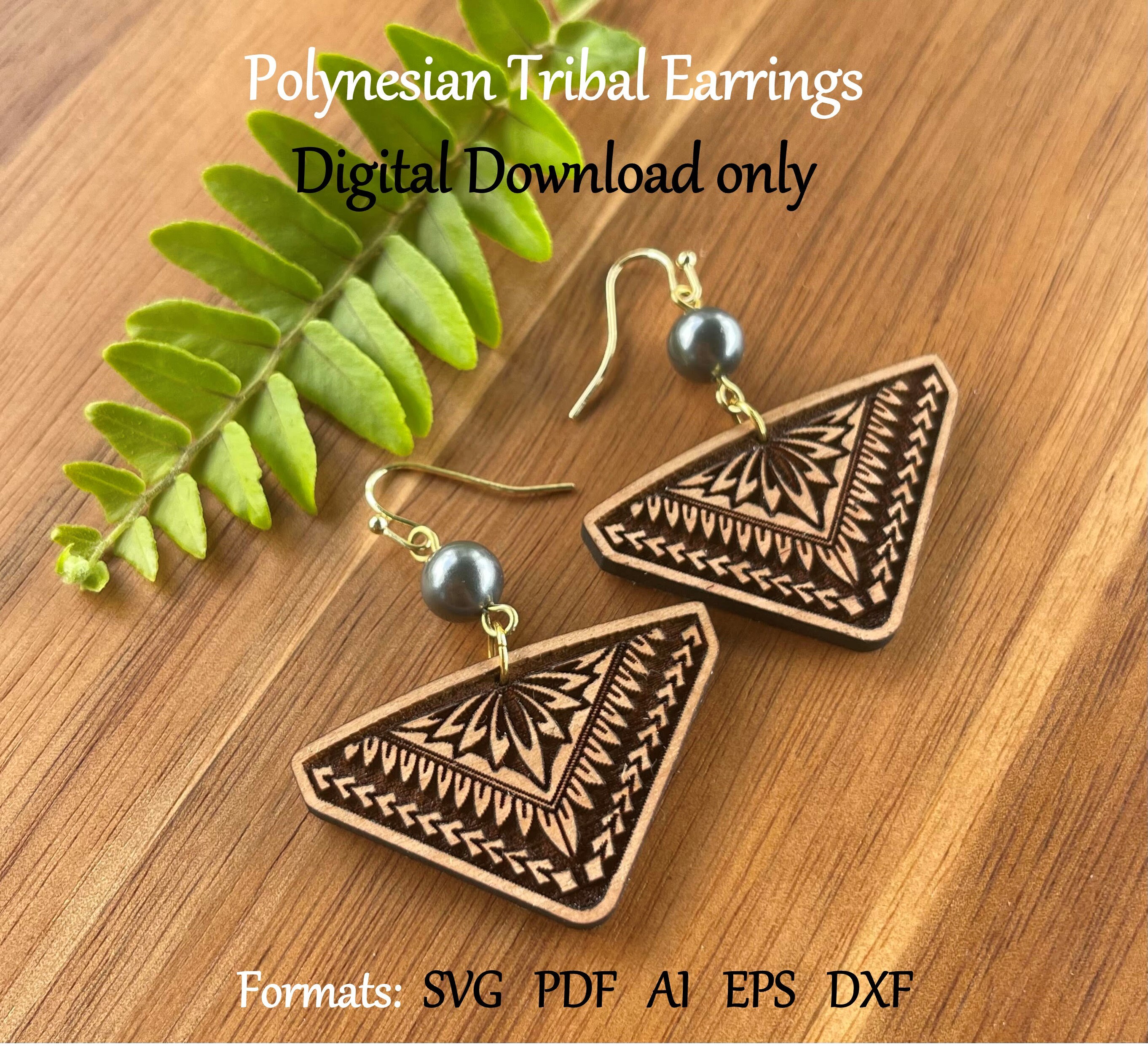 Polynesian Tribal Hawaiian Earrings Digital File / Reverse Engrave ...