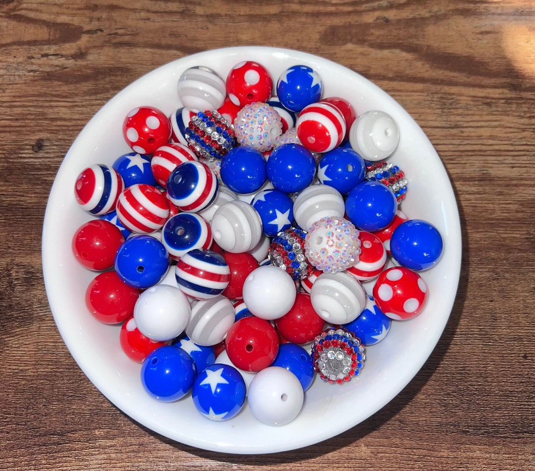 1776 | 10 Count Red, White & Blue Assorted Mix | 20mm Beads - Etsy