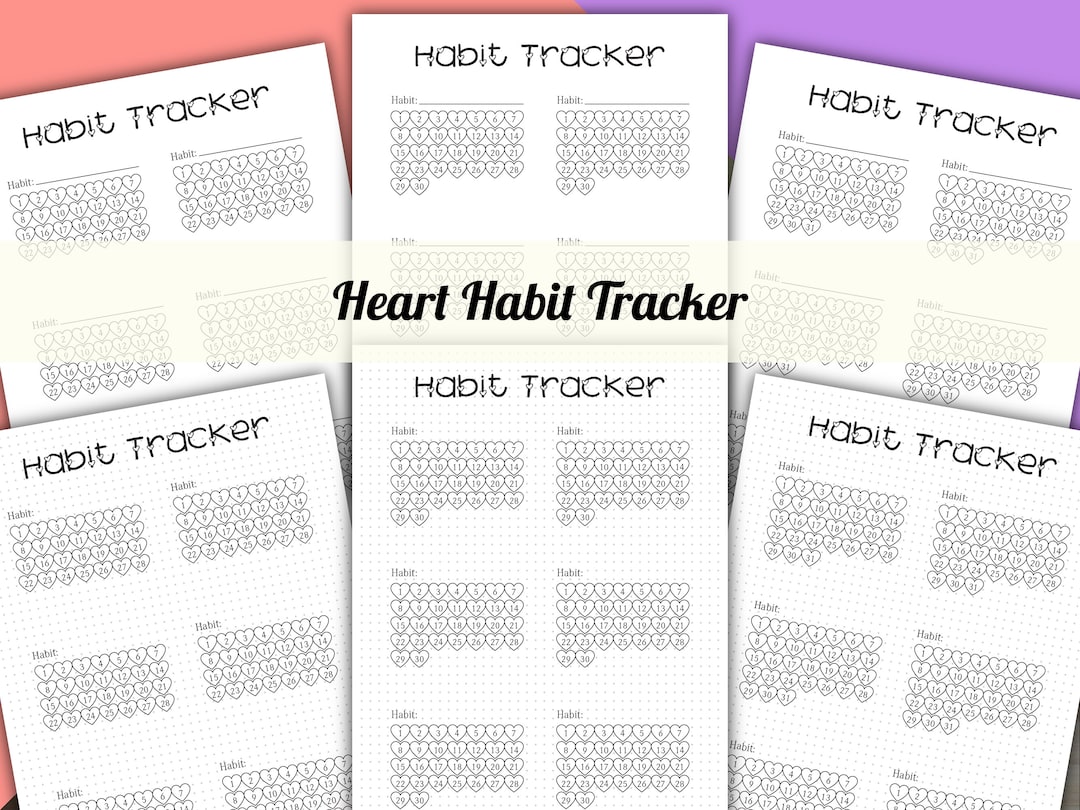 Heart Habit Tracker, Monthly Habit Tracker, Mini Month Tracker ...