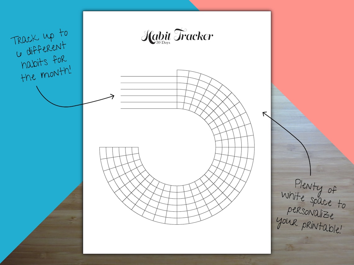 Circular Habit Tracker, Printable Planner Insert, Monthly Habit Tracker ...