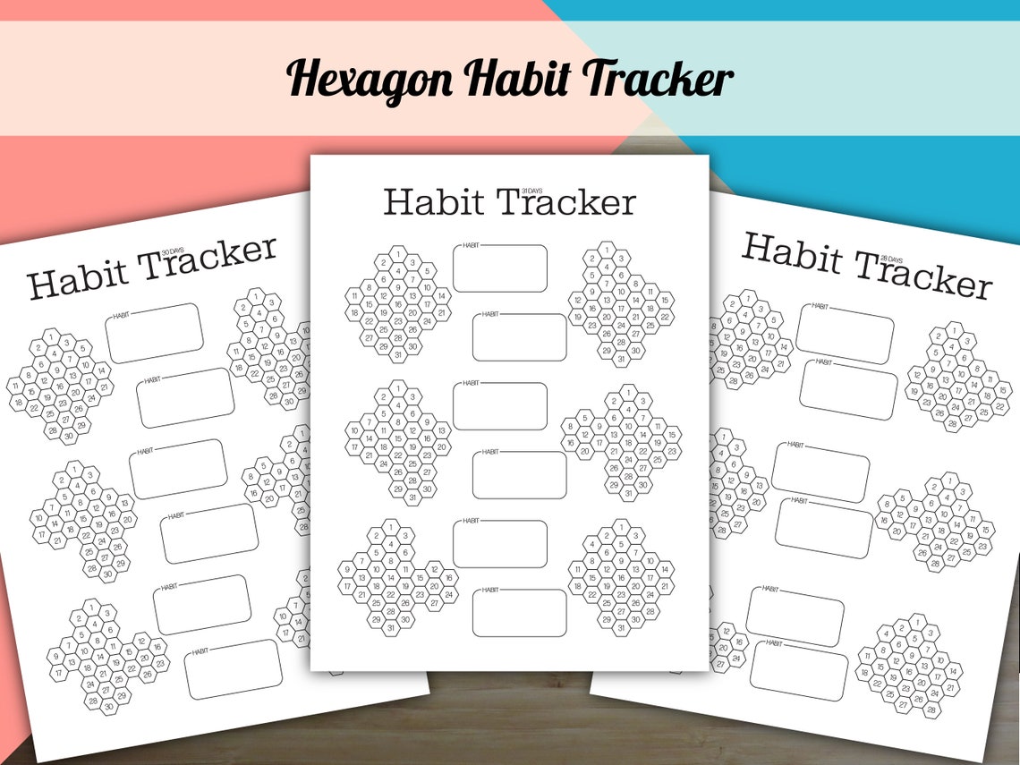 Hexagon Habit Tracker, Monthly Habit Tracker, Printable Planner Insert ...