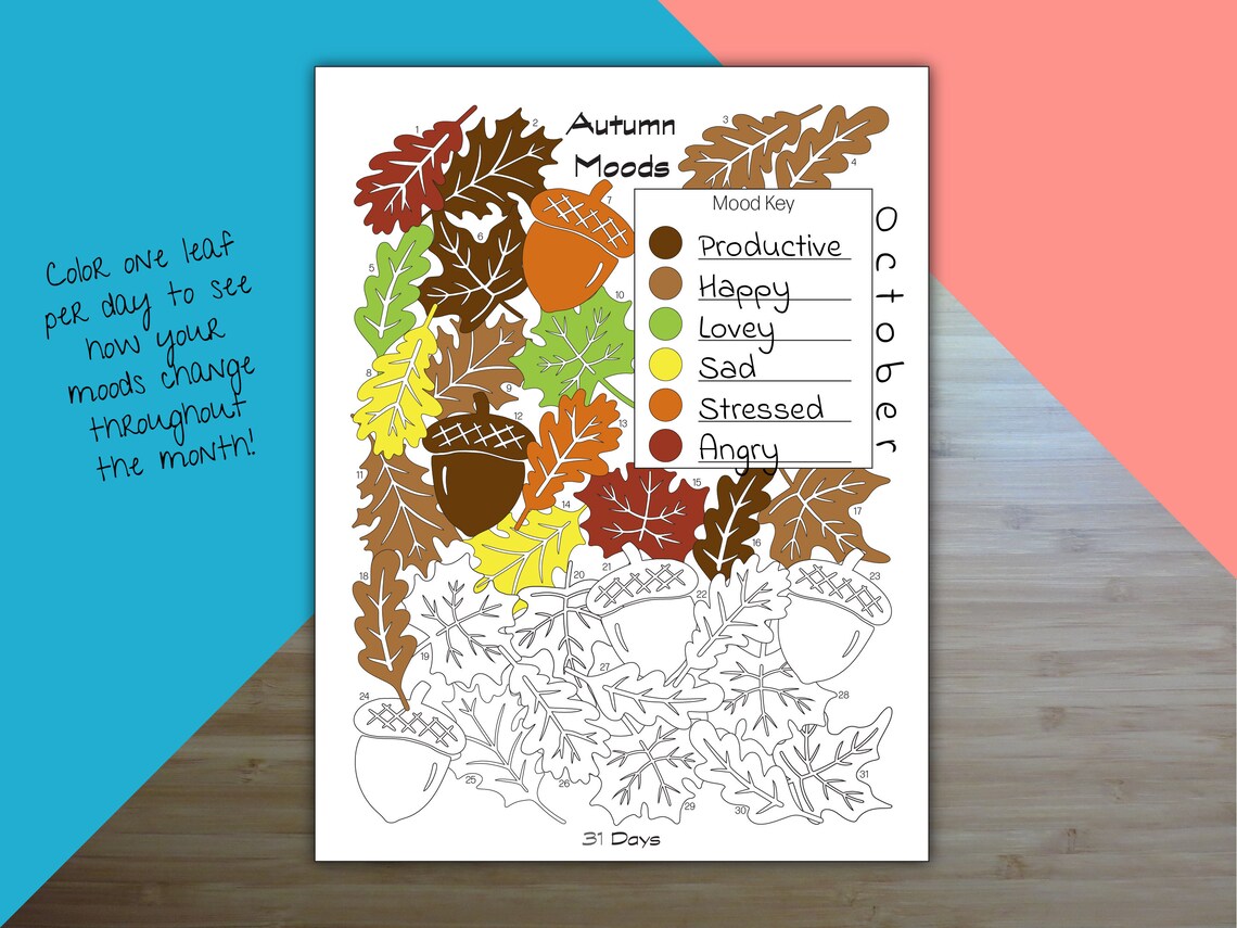 Mood Tracker With Autumn Theme, Printable Mood Tracker, Printable ...