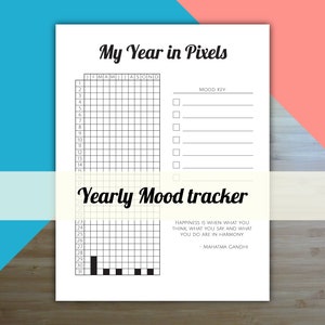 Year in Pixels Mood Tracker, Printable Planner Insert, Mood Tracker ...