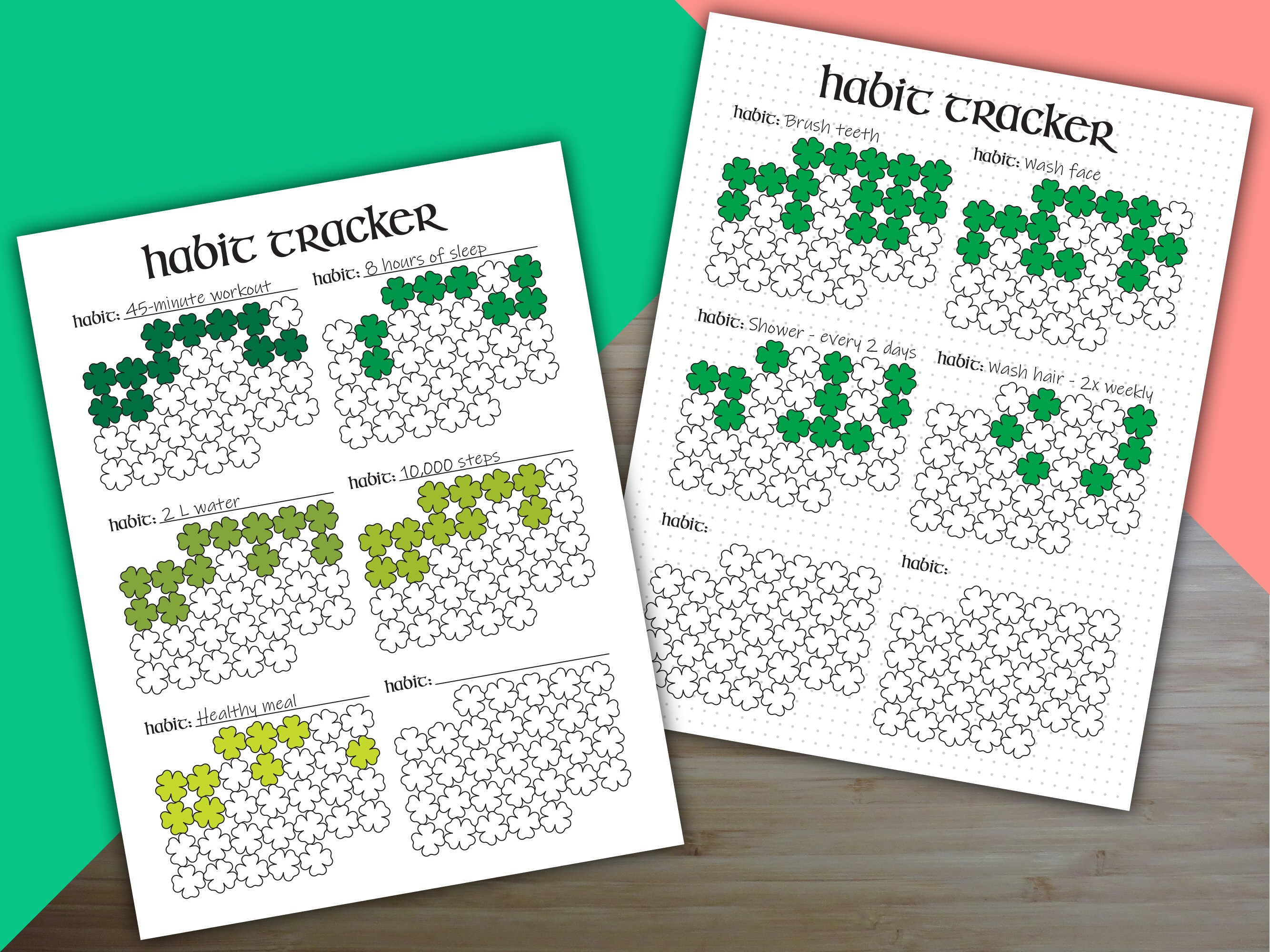 Clover Habit Tracker, Monthly Habit Tracker, March Themed Trackers ...