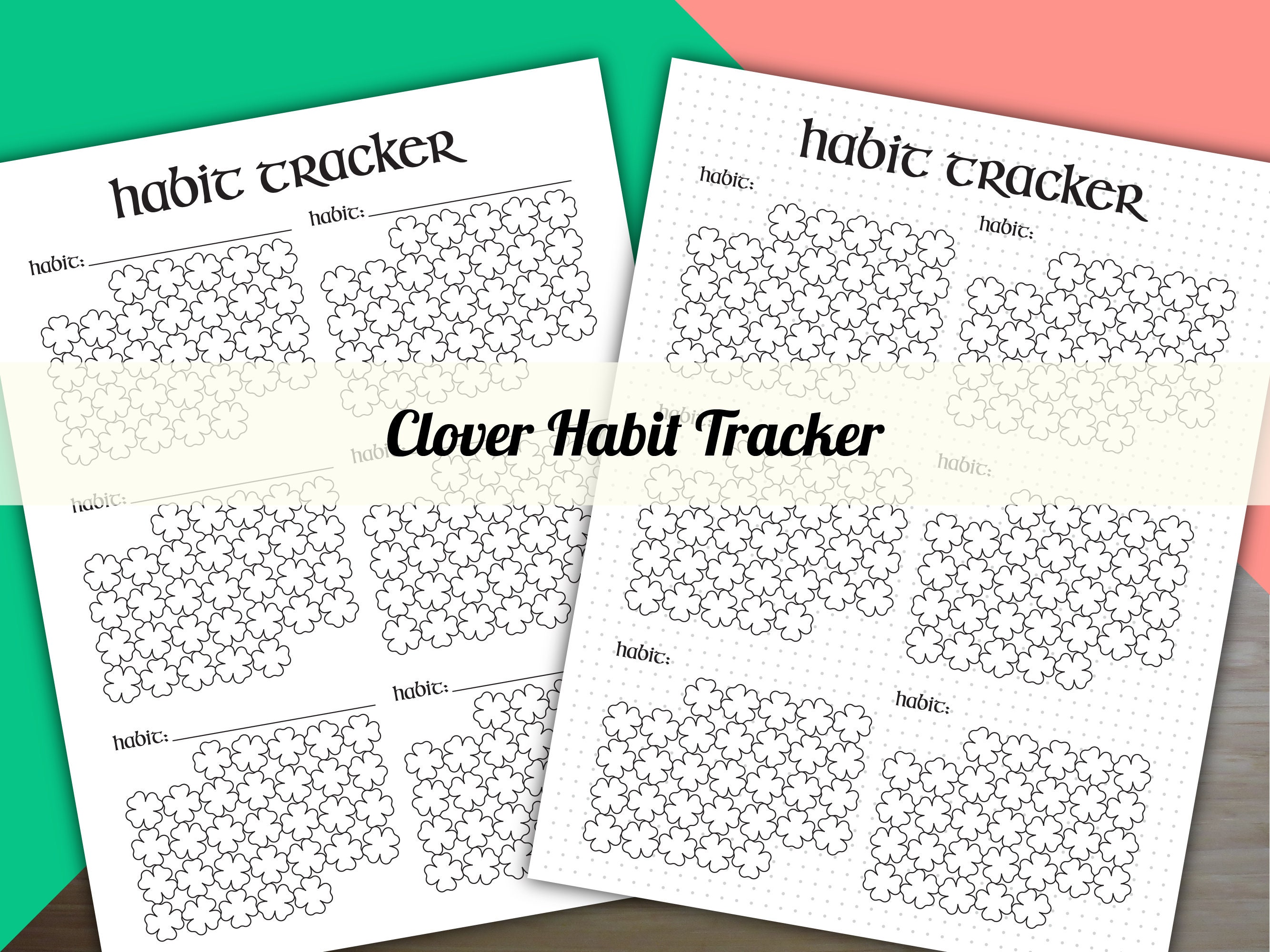 Clover Habit Tracker, Monthly Habit Tracker, March Themed Trackers ...