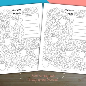 Mood Tracker With Autumn Theme, Printable Mood Tracker, Printable ...