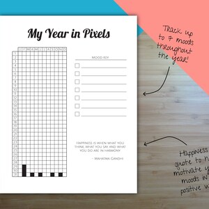 Year in Pixels Mood Tracker, Printable Planner Insert, Mood Tracker ...