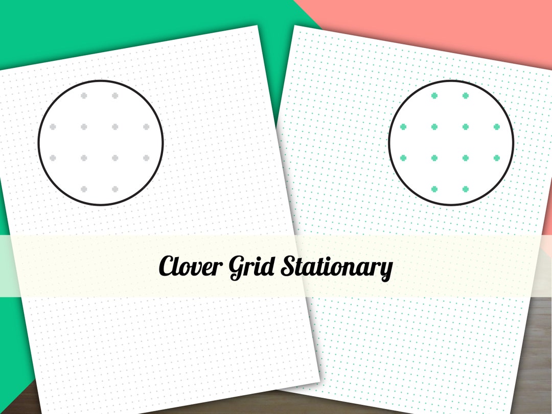Clover Grid Stationary, Custom Dot Grid Paper, Printable Stationary ...