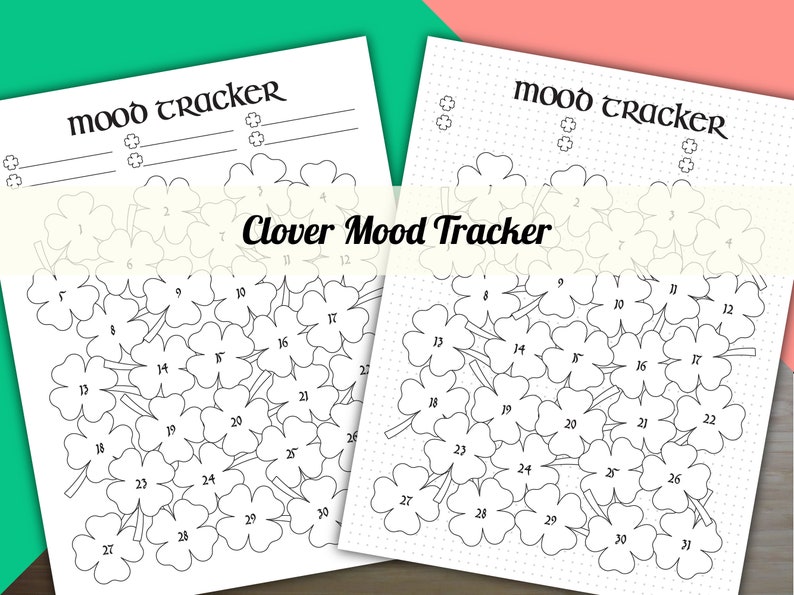 Clover Mood Tracker, Monthly Mood Tracker, March Themed Trackers ...