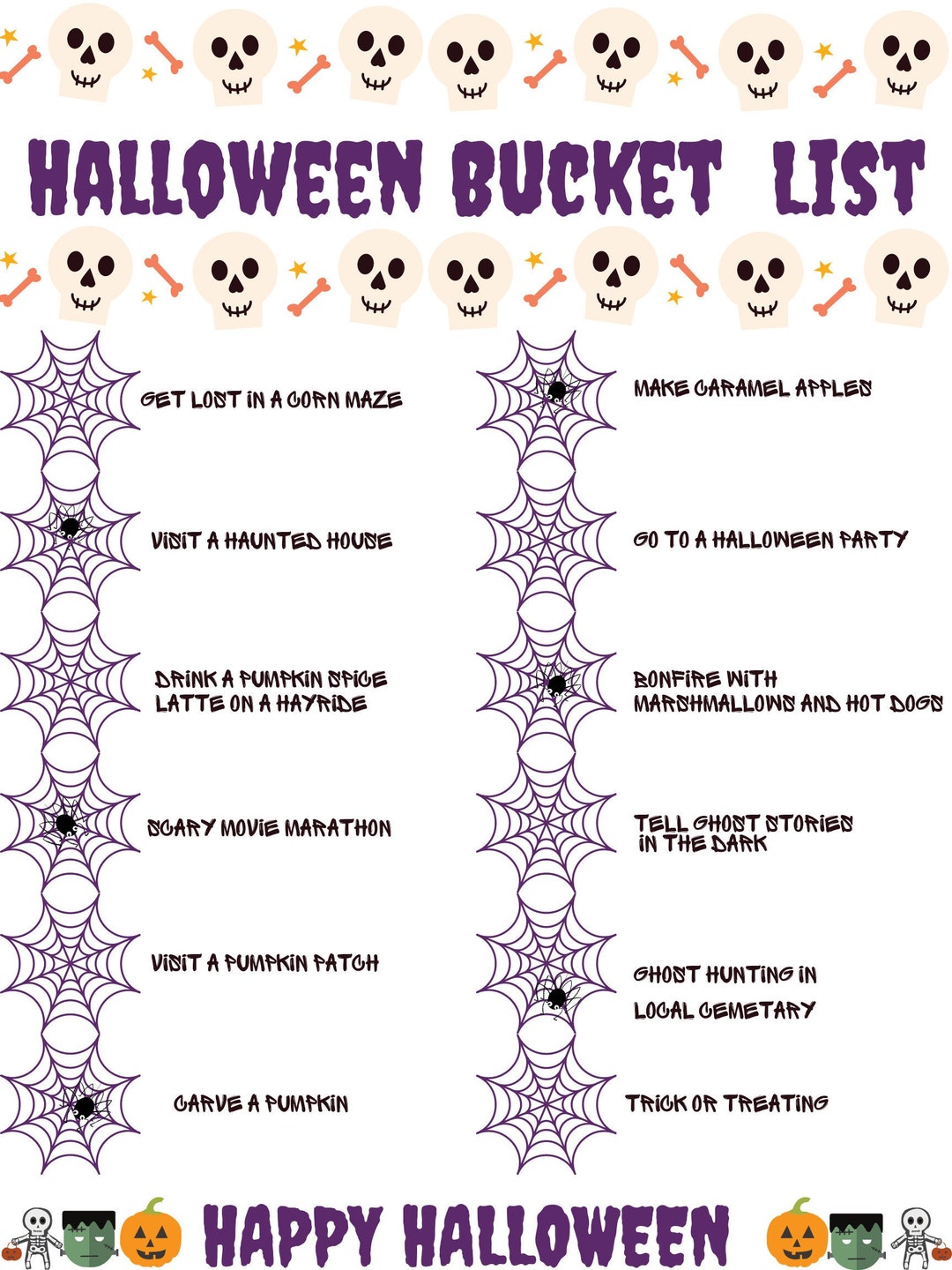 Halloween Bucket List - Etsy