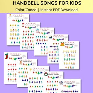 Christmas Handbell Music: 10 Color-coded Songs for Kids (PDF Pattern ...