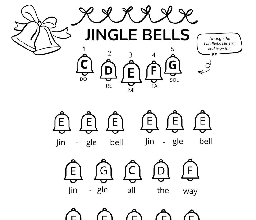 Jingle Bells Handbell Sheet Music: Easy Christmas Song (PDF Printable ...