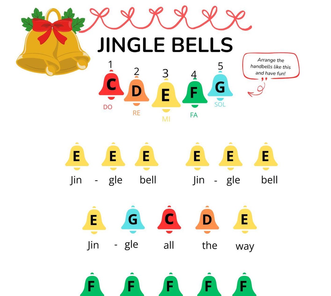 Jingle Bells Handbell Sheet Music: Easy Color-coded Christmas Song (PDF ...