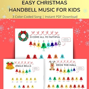 Color-coded Handbell Christmas Songs: Easy Kids Music (3 PDF) - Etsy