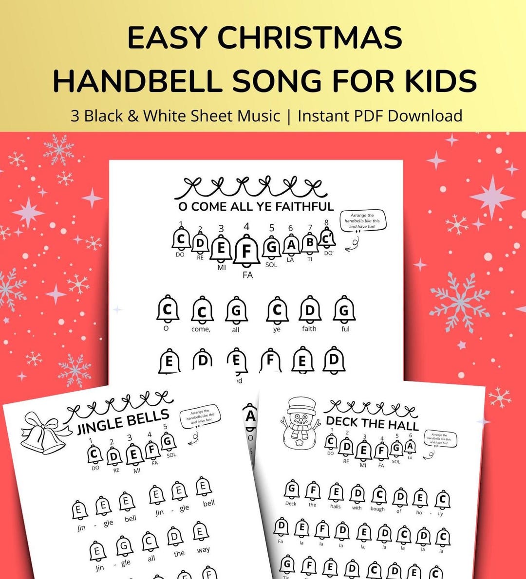Handbell Christmas Songs Bundle: Coloring Edition (3 PDF) - Etsy