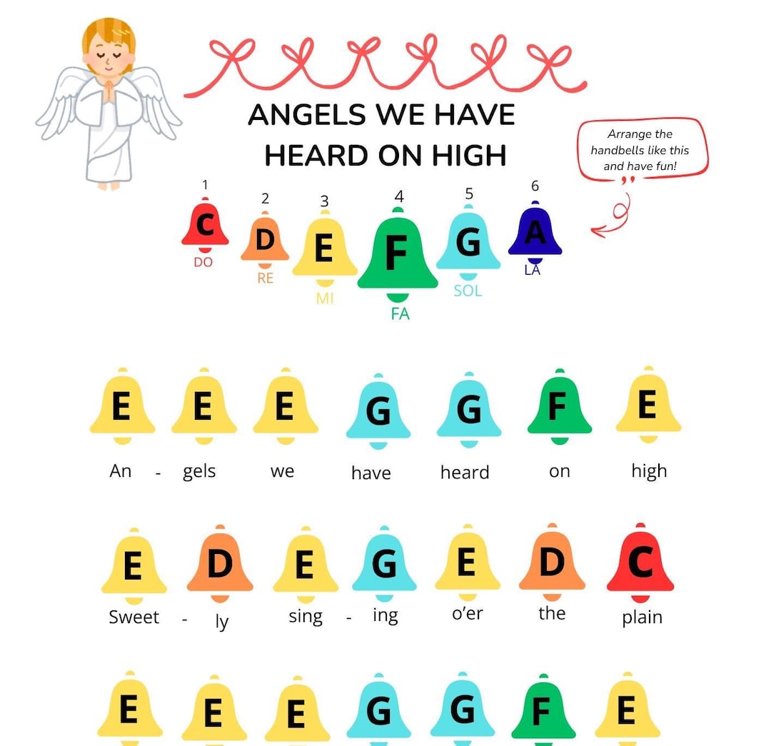 Angel We Have Heard on High: Color-coded Handbell Sheet Music (PDF) - Etsy