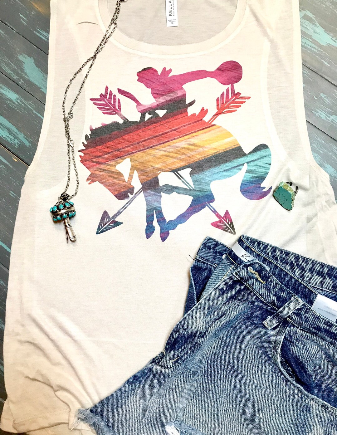 Saddle up Serape Graphic Vibrant Muscle Tank - Etsy