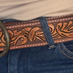Custom Tooled Leather Belt, Handmade Western Belt - Etsy
