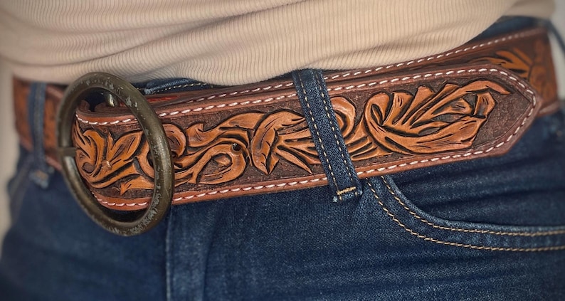 Custom Tooled Leather Belt, Handmade Western Belt - Etsy