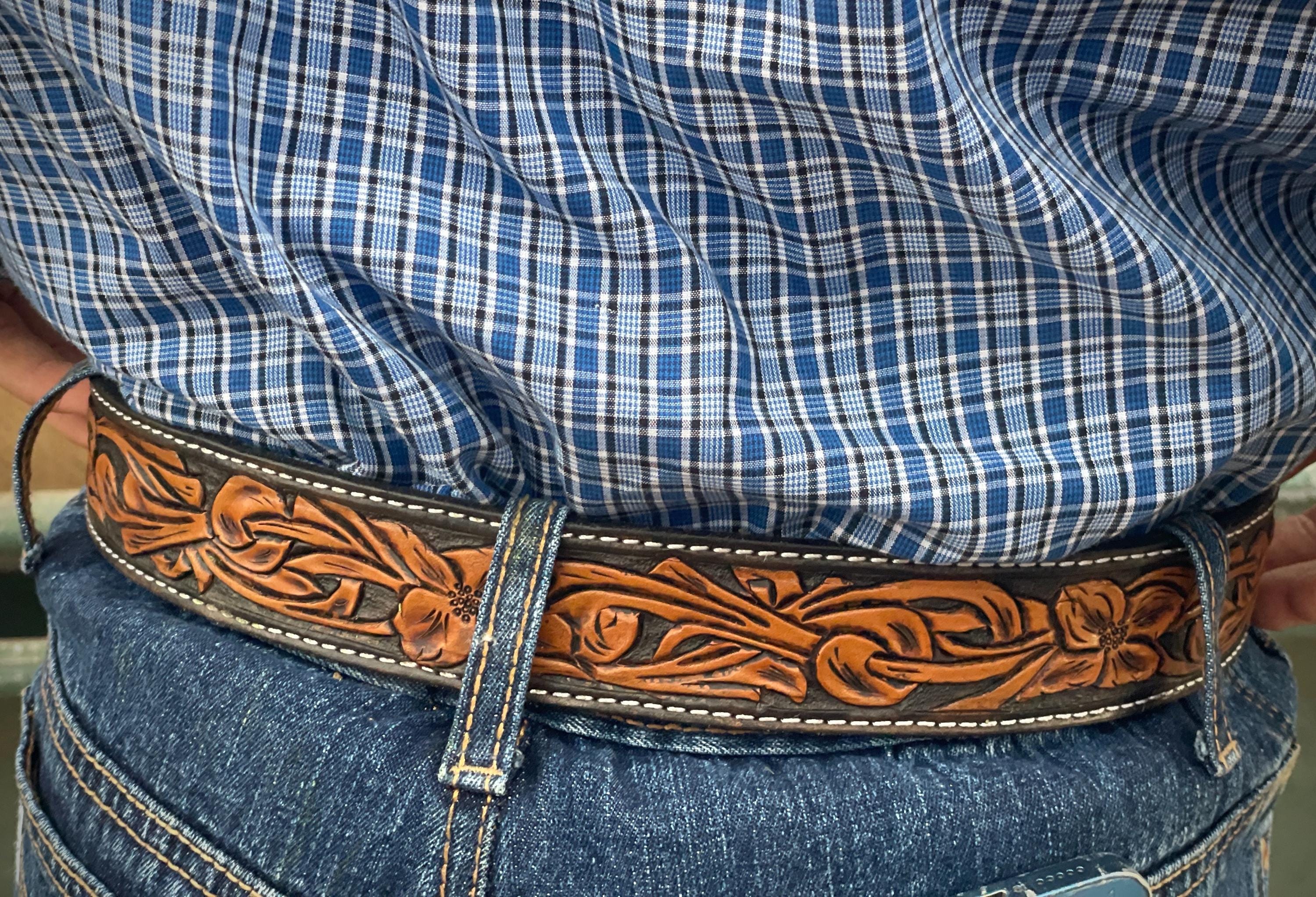 Custom Tooled Leather Belt, Handmade Western Belt - Etsy