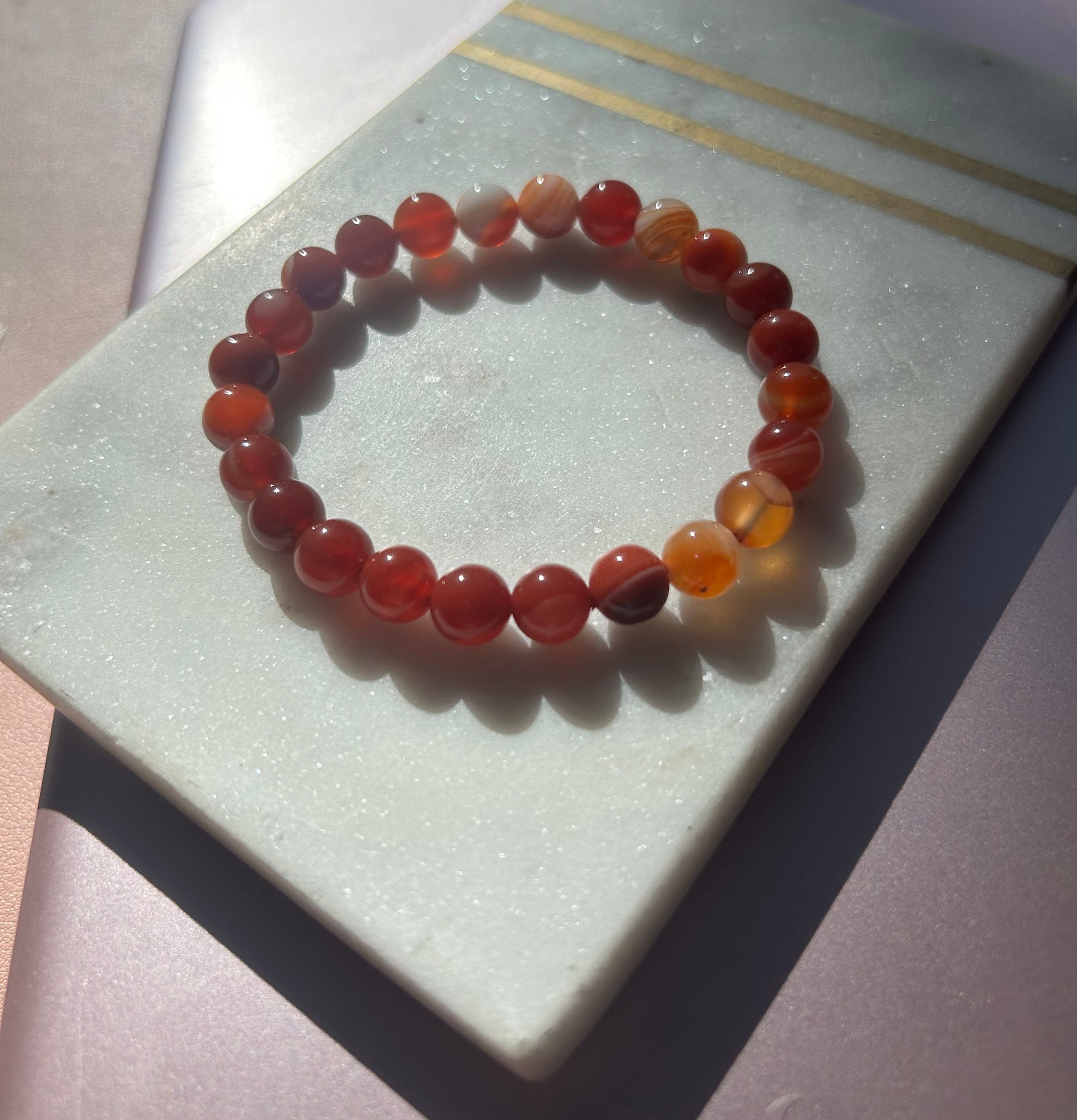 Red Stripe Agate Bracelet 6mm - Etsy