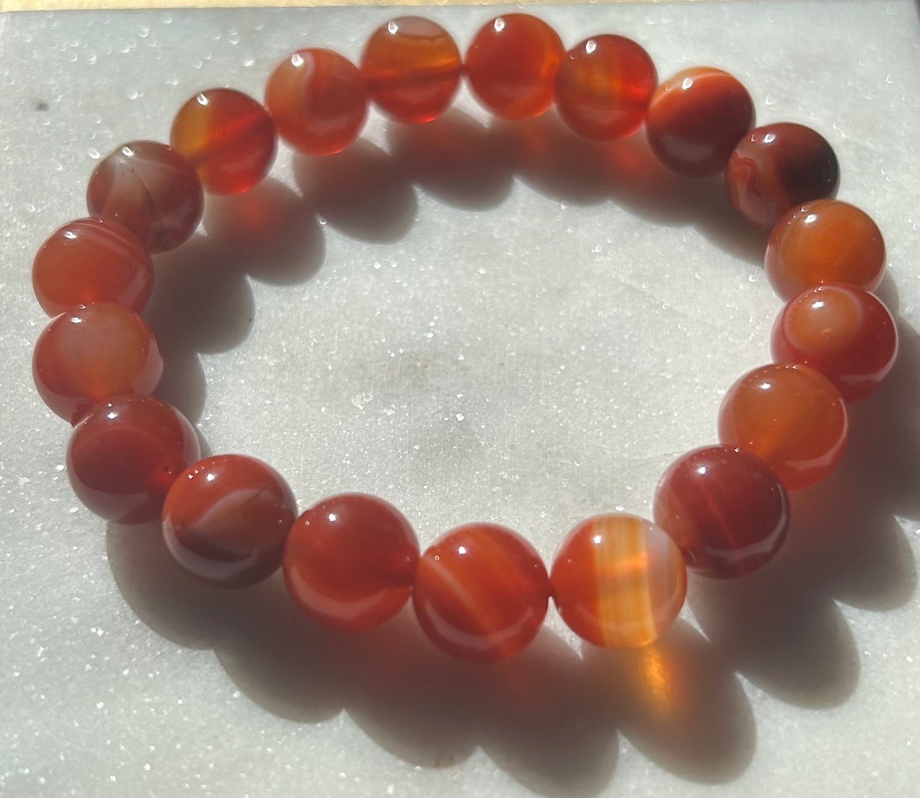 Red Stripe Agate Bracelet 6mm - Etsy