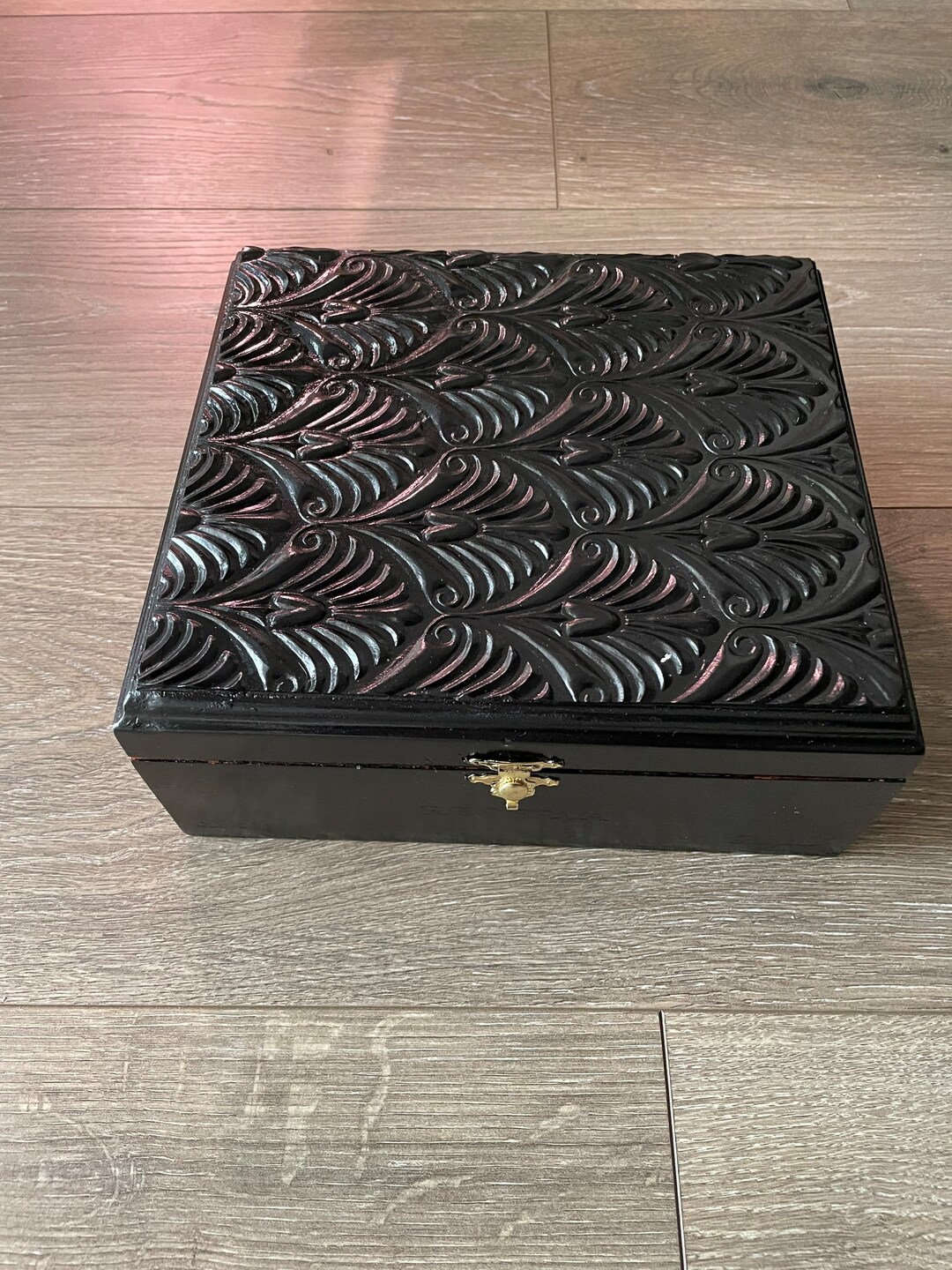 Black Square Decorative Box Keepsake Box - Etsy