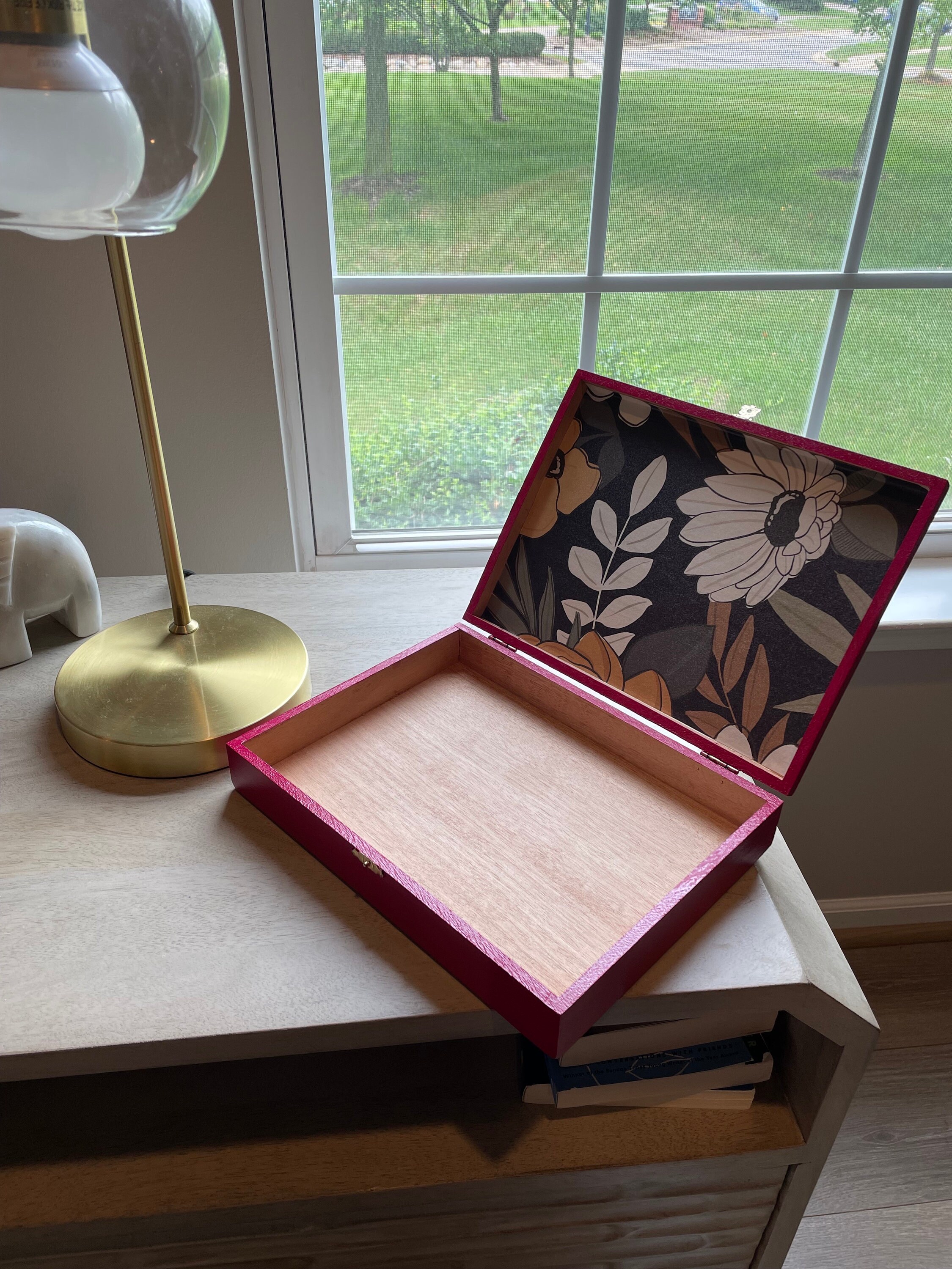 Hand Painted Cigar Box Storage Bookshelf Item Unique Decor Keepsake ...