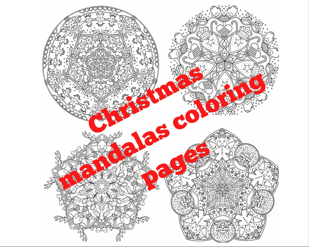 Christmas Themed Mandalas Coloring Pages (10 Page Coloring Book ...