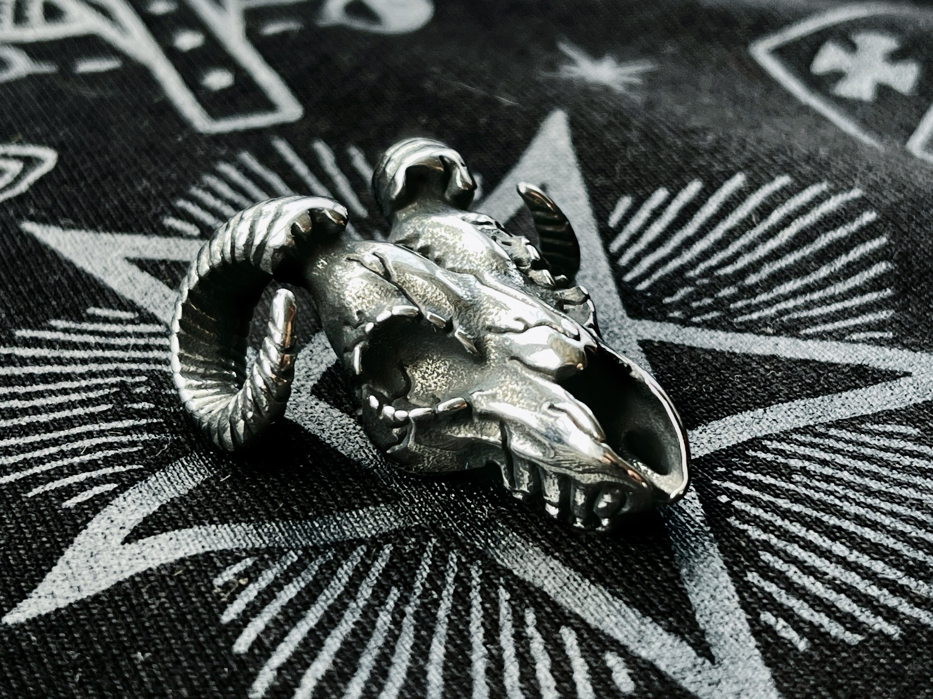 Stainless Steel Ram Skull Pendant Necklace: Occult Satanic Jewelry - Etsy