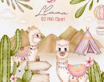 16 JPG Christmas Llama Watercolor Animals Watercolour - Etsy