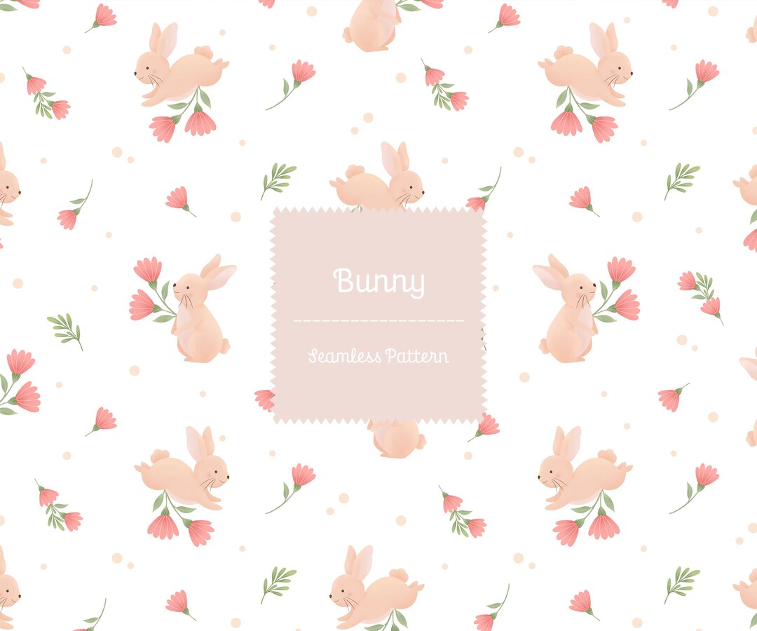 Floral Bunny, Rabbit Seamless Pattern, Fabric Pattern, Repeat Tile ...