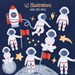 Space Adventure Digital Clipart and Pattern, Astronaut and Planets ...