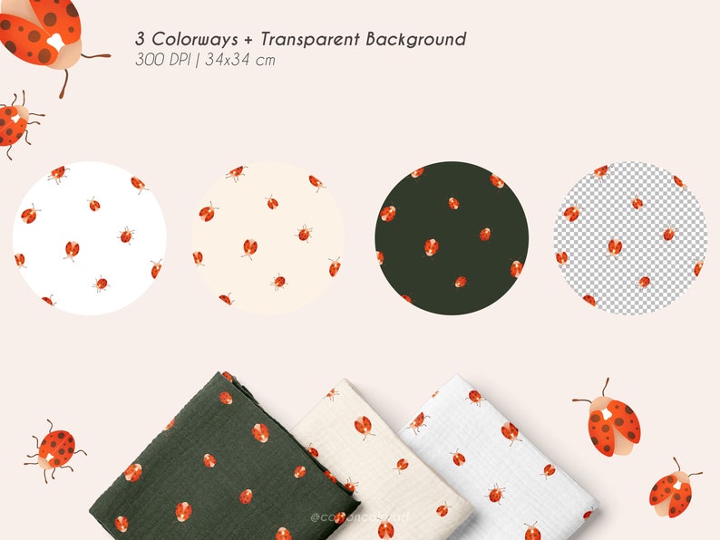 Minimalist Ladybug, Insects Seamless Pattern, Fabric Pattern, Repeat ...