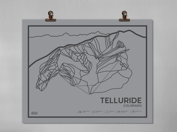 Telluride Printable Ski Map Telluride Mountain Mountain Wall | Etsy