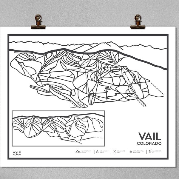Vail Ski Map Wall Art - Etsy