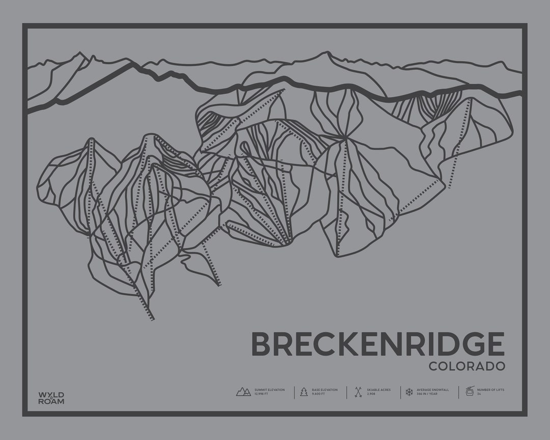 Breckenridge Printable Ski Map, Breckenridge Trail Map, Mountain Wall ...
