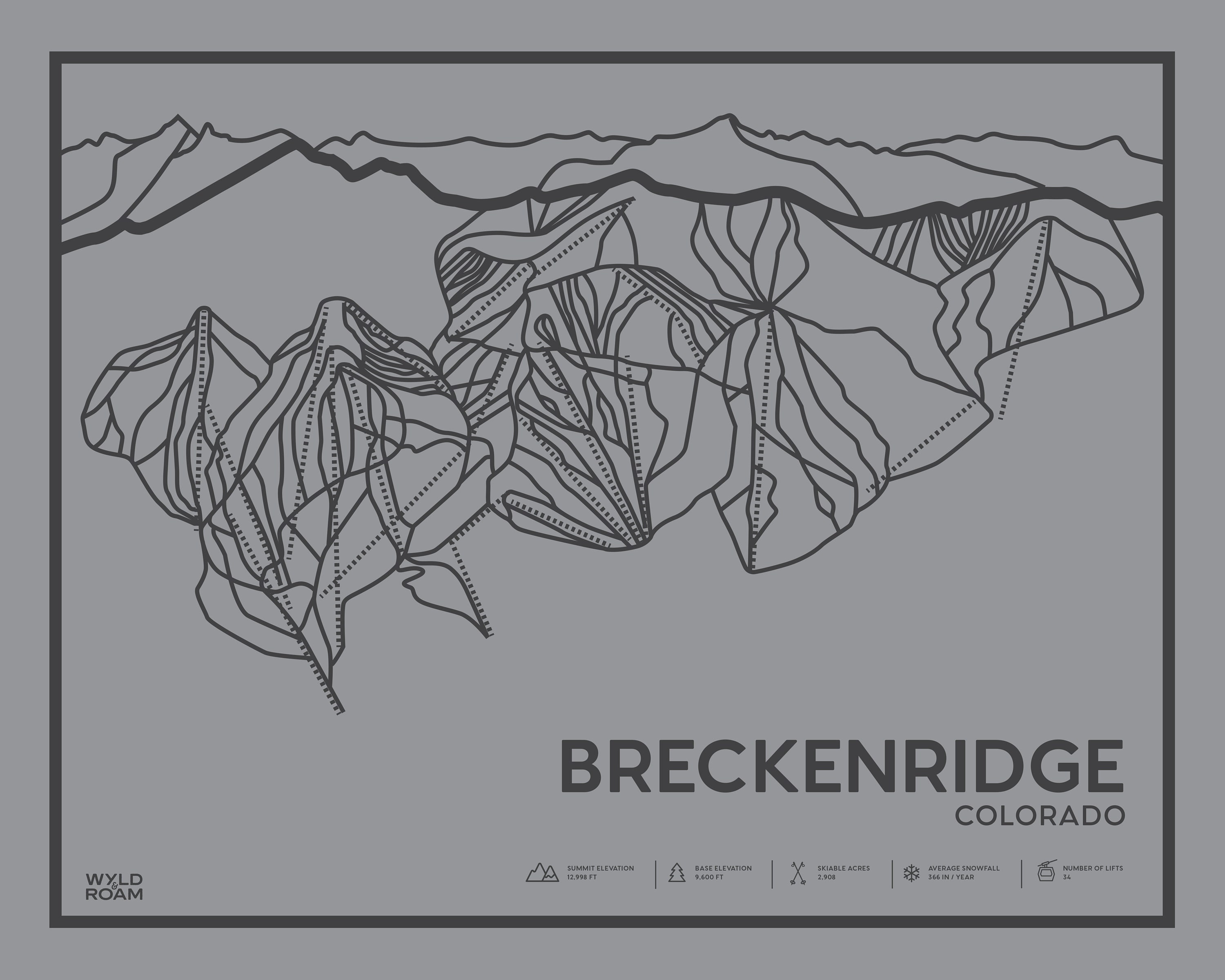 Breckenridge Printable Ski Map, Breckenridge Trail Map, Mountain Wall ...