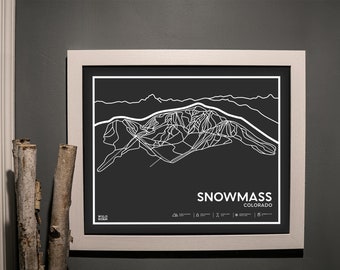 Snowmass Map Colorado Co Ski Snowboard Trail Map Art Print, Poster ...