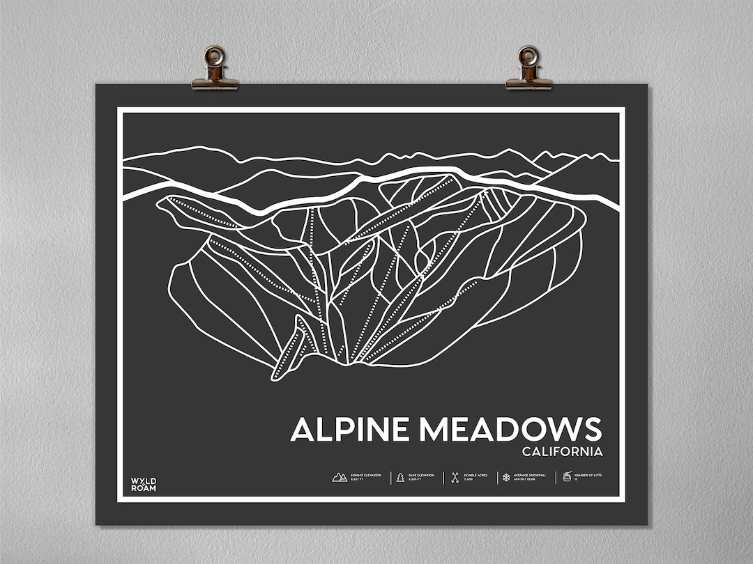 Alpine Meadows Printable Ski Map, Alpine Meadows Trail Map, Wall Art ...