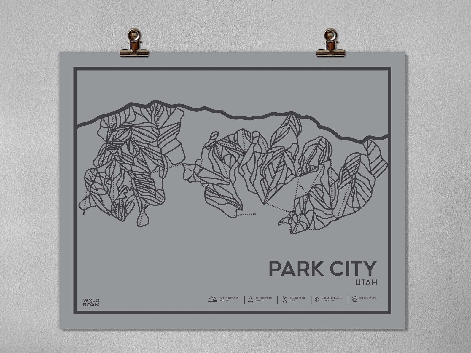 Park City Printable Ski Map, Park City Trail Map, Mountain Wall Art ...