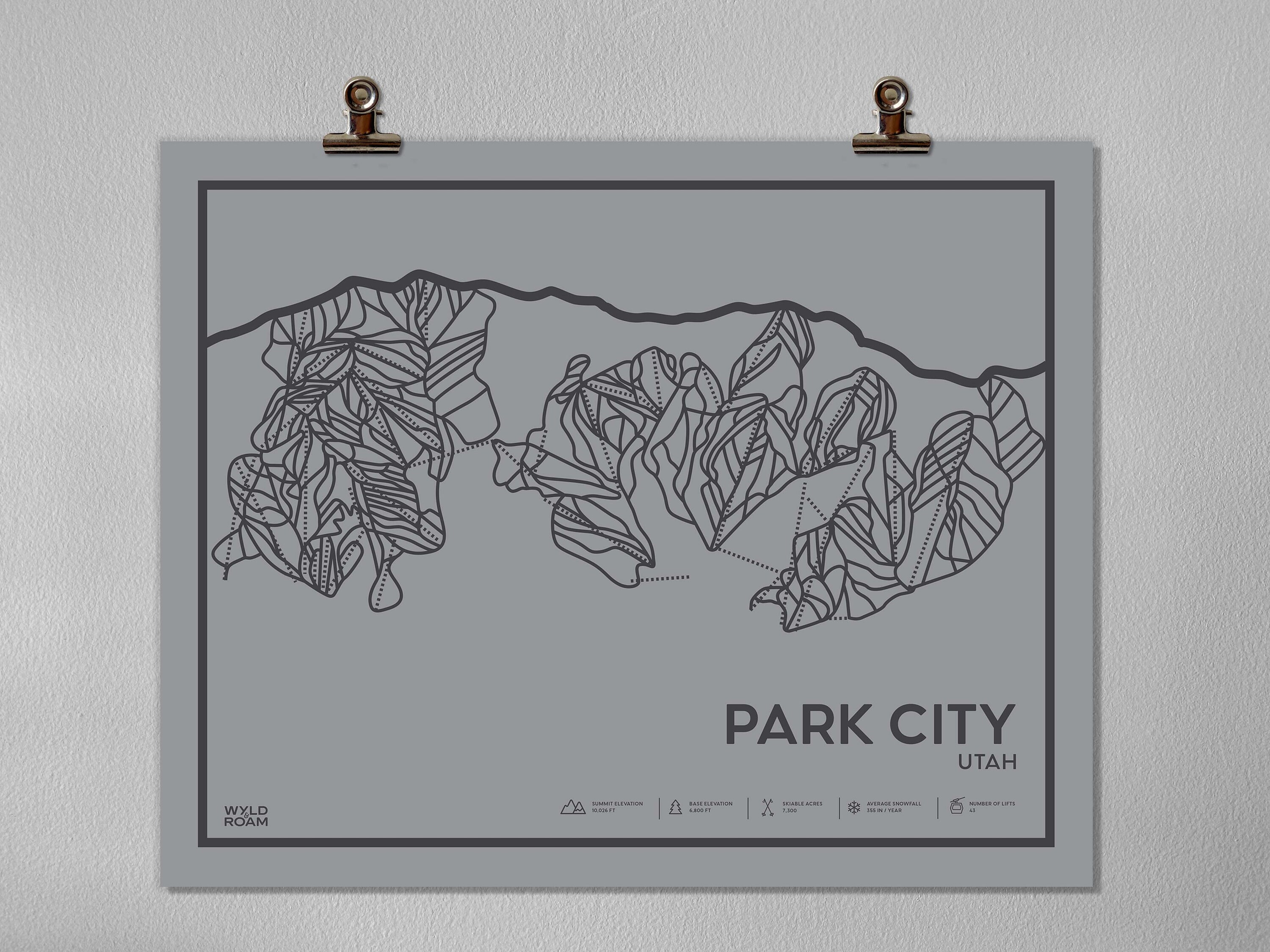 Park City Printable Ski Map, Park City Trail Map, Mountain Wall Art ...